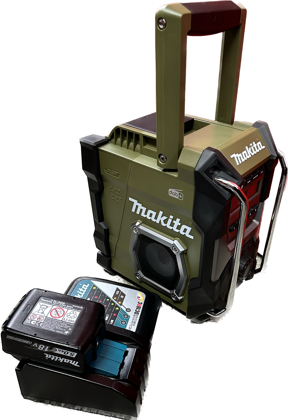 MAKITA OLIVE MR003 18V/40V DAB RADIO WITH 5AH BATTERY AND FAST CHARGER ...
